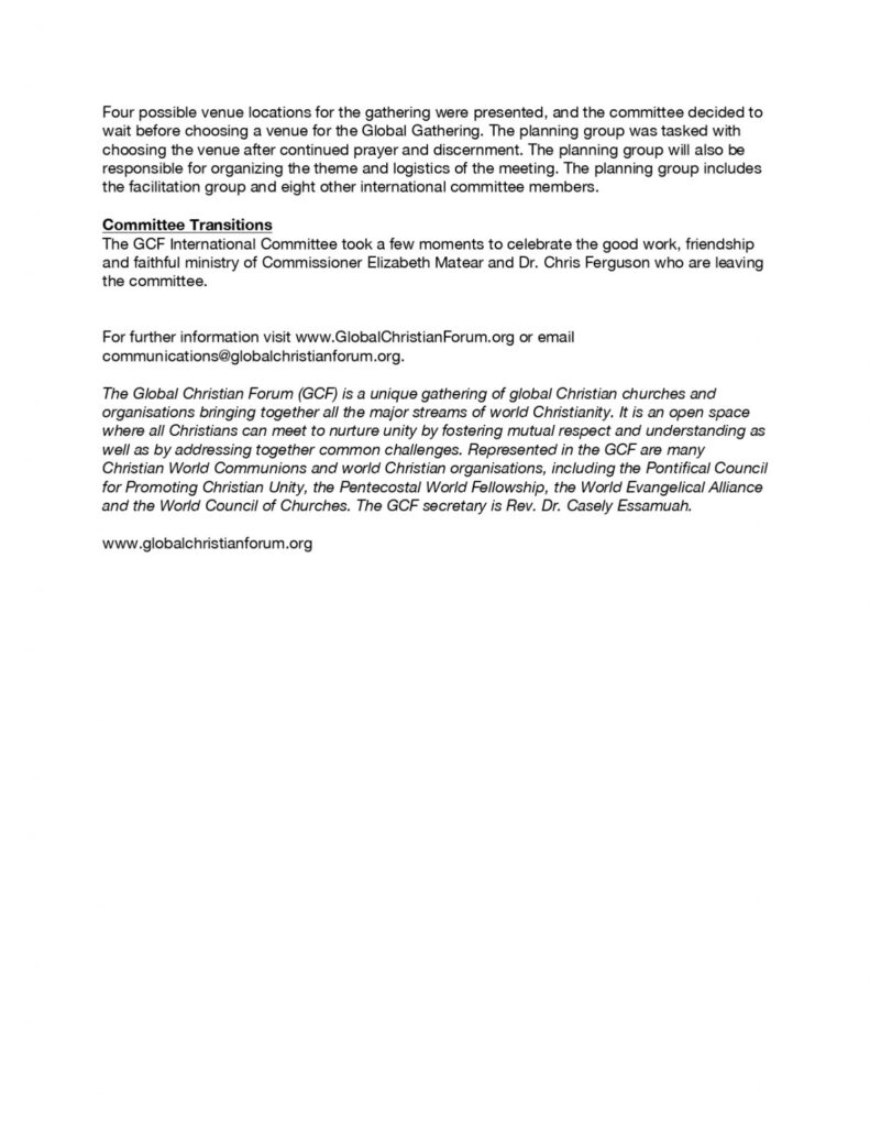 International Committee Meeting | Global Christian Forum